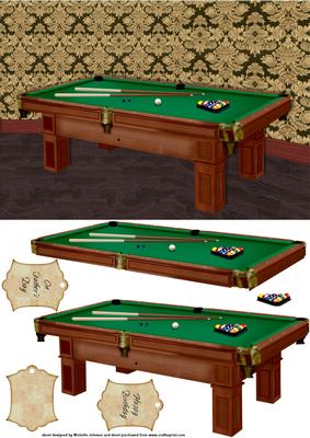 Pool Table Card Front with Decoupage - CUP332090_376 | Craftsuprint