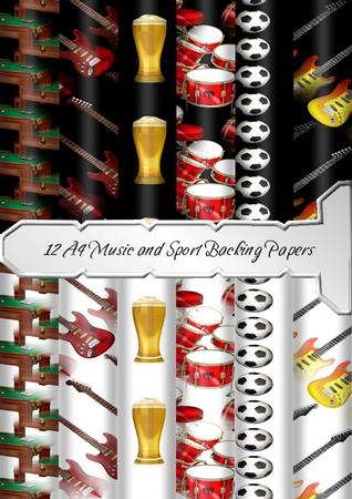 12 A4 Music and Sports Backing Papers - CUP332931_376 | Craftsuprint