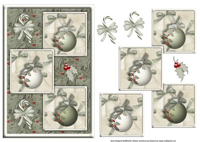 Christmas Baubles Three Square Quick Card - CUP337906_376 | Craftsuprint