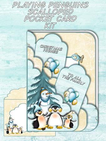 Playing Penguins Scalloped Pocket Card Kit - CUP338262_376 | Craftsuprint
