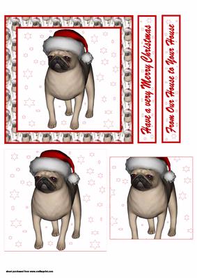 Xmas Pug with White Pug Border - CUP34028_376 | Craftsuprint