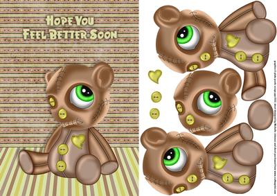 Feeling Sad Ted Get Well Card Front - CUP353253_376 | Craftsuprint