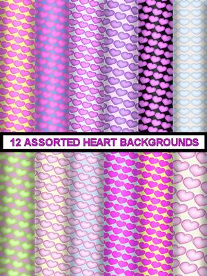 12 A4 Assorted Heart Backgrounds 1 - CUP37055_376 | Craftsuprint