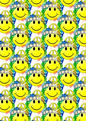 Groovy Smiley Face Peace Background 2 - CUP65009_376 | Craftsuprint