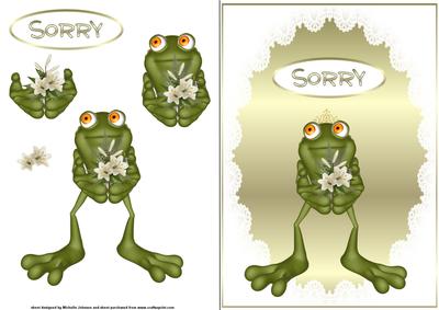 Sorry Frog Card Front with Decoupage - CUP69963_376 | Craftsuprint