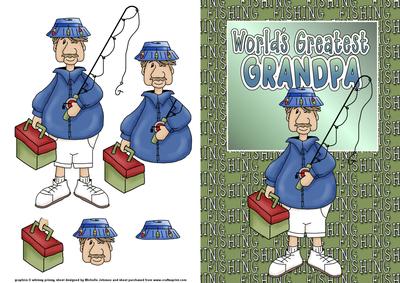 Grandpa Fishing Card Front with Decoupage - CUP70519_376 | Craftsuprint