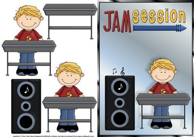 Jam Session Keyboard Boy Quick Card Front with Decoupage - CUP73187_376 ...