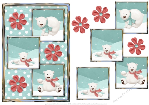 Polar Bears Three Square Quick Card - CUP737779_376 | Craftsuprint