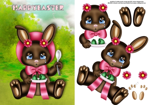 Sad Easter Bunny Card Front with Decoupage - CUP775165_376 | Craftsuprint