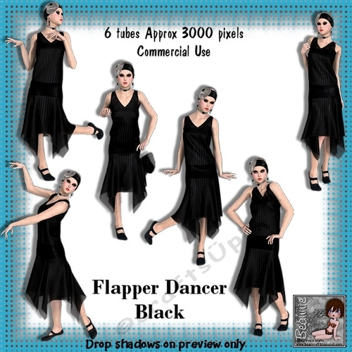 6 Black Flapper Dancer Poser Tubes - CUP879012_376 | Craftsuprint