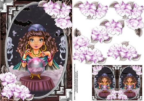 Mesmerizing Fortune Teller Card Front With Roses - CUP918527_376 ...