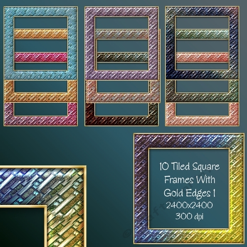 10 Tiled Frames With Gold Edge Kit 1 - CUP921458_376 | Craftsuprint