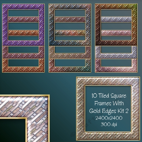 10 Tiled Frames With Gold Edge Kit 2 - CUP921459_376 | Craftsuprint