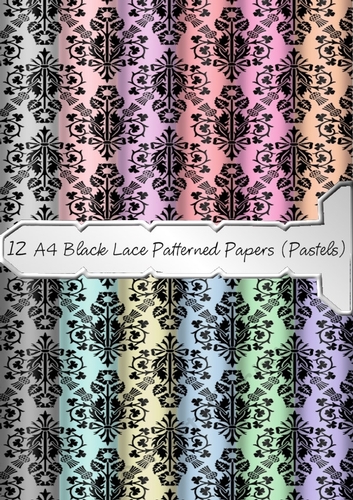 12 A4 Black Lace Backing Papers (pastel) - CUP968158_376 | Craftsuprint