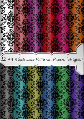 12 A4 Black Lace Backing Papers (Brights) - CUP968162_376 | Craftsuprint
