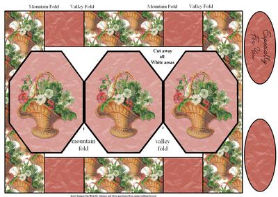 Vintage Floral Basket Octagon Pop-up Card - CUP98404_376 | Craftsuprint