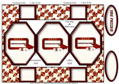 Graduation Octagon Pop-up Card Red - CUP99570_376 | Craftsuprint