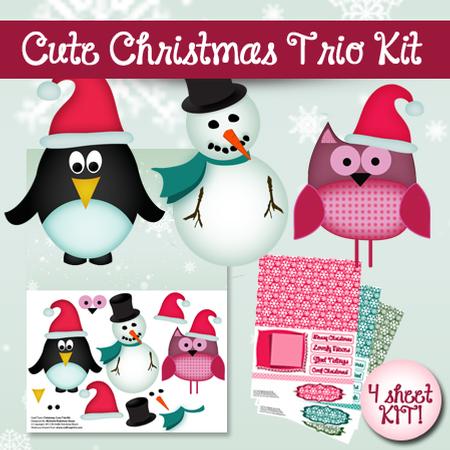 Cute Christmas Trio Card Kit with Snowman, Penguin & Owl - CUP380753 ...