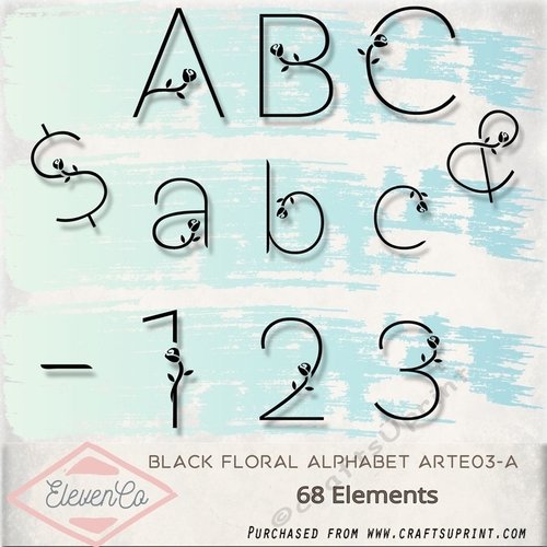 Black Floral Alphabet Arte03a - CUP952354_22197 | Craftsuprint