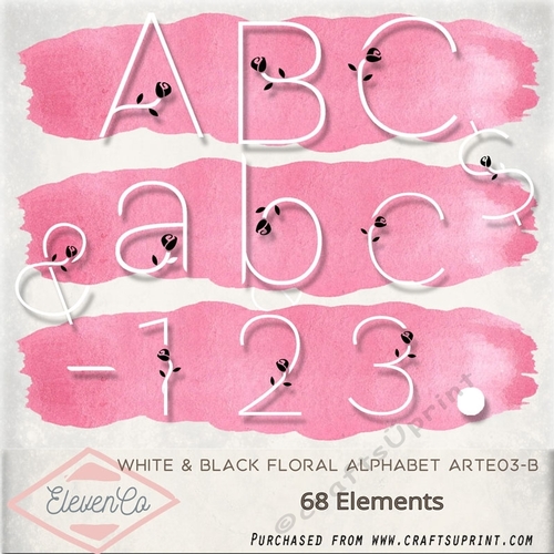 White & Black Floral Alphabet Arte03b - CUP952355_22197 | Craftsuprint