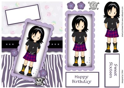 Emo or Goth Girl Birthday Card in Purples - CUP343863_1789 | Craftsuprint
