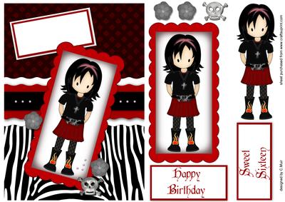Emo or Goth Girl Birthday Card in Red and Black - CUP344254_1789 ...