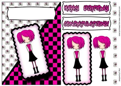 Emo or Goth Girl Birthday Card in Hot Pink - CUP344261_1789 | Craftsuprint