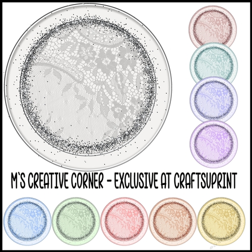 10 CIRCLE TOPPERS WITH SOME LACE AND GLITTER IN DIFFERENT COLORS ...