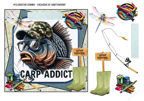 HUMOROUS CARDFRONT: CARP ADDICT - CUP1335517_2246 | Craftsuprint