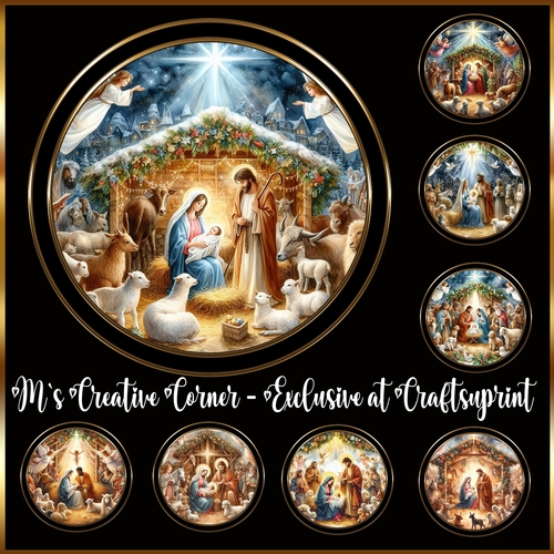 8 DIFFERENT NATIVITY CIRCLE TOPPERS - CUP1345292_2246 | Craftsuprint