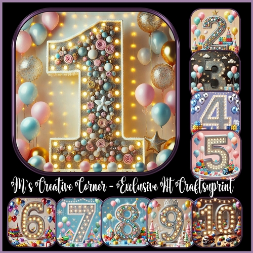 8 DIFFERENT CHILDREN AGE NUMBER TOPPERS 1 - 10 - CUP1354578_2246 ...