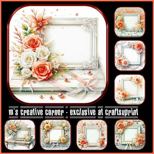 8 DIFFERENT FRAME TOPPERS WITH ROSES - CUP1358479_2246 | Craftsuprint