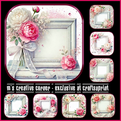 8 DIFFERET FRAME TOPPERS WITH PEONIES - CUP1358500_2246 | Craftsuprint