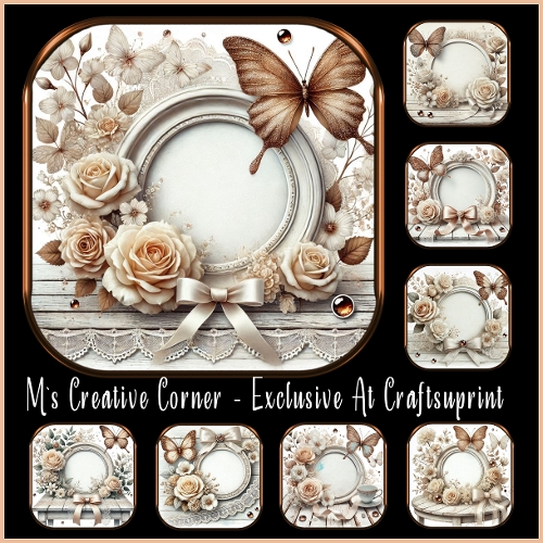 8 DIFFERENT VIINTAGE FRAME TOPPERS WITH ROSES - CUP1359754_2246 ...