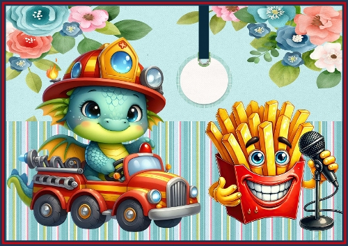 A4 SHEET CUTE DRAGON FIRE FIGHTER - CUP1362047_2246 | Craftsuprint