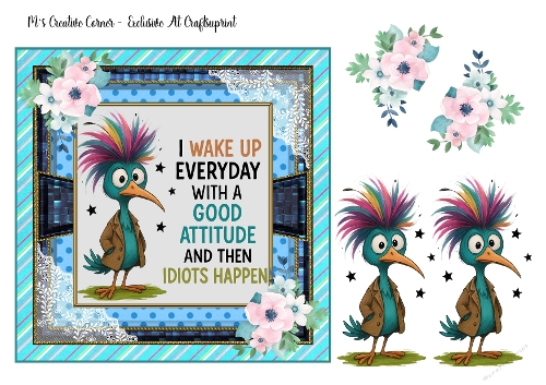 7 X 7 CARD FRONT/TOPPER: I WAKE UP ( HUMOROUS ) - CUP1385598_2246 ...