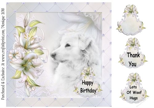 Winter Lillies White & Dog Card Front - CUP755736_2246 | Craftsuprint