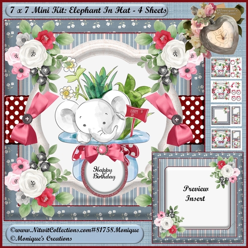 7 x 7 Mini Kit: Elephant in Hat - CUP929499_2246 | Craftsuprint