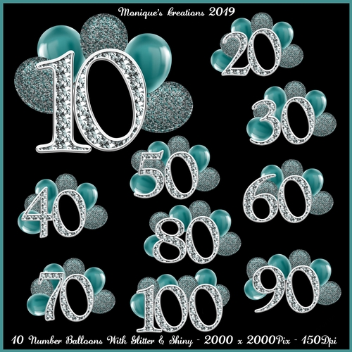10 Number Balloons Green - CUP956425_2246 | Craftsuprint