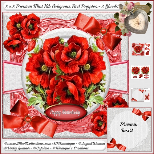 8 x 8 Mini Kit: Gorgeous Red Poppies - CUP958403_2246 | Craftsuprint