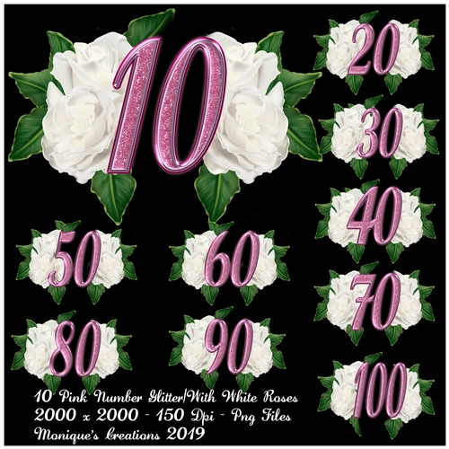 DR 10 Pink Numbers/glitter and With White Roses - CUP959106_2246 ...