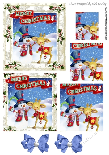 Whimsical snowman with reindeer square pyramids - CUP1002021_415 ...