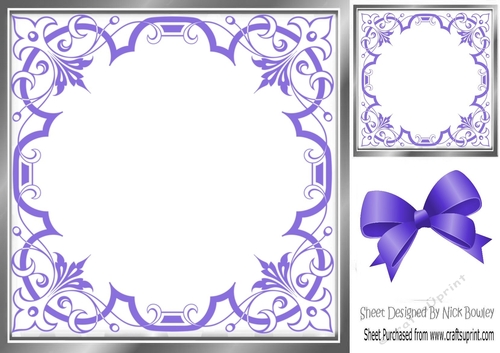 Pretty ornate purple scroll 8x8 card front/insert frame - CUP1003821 ...