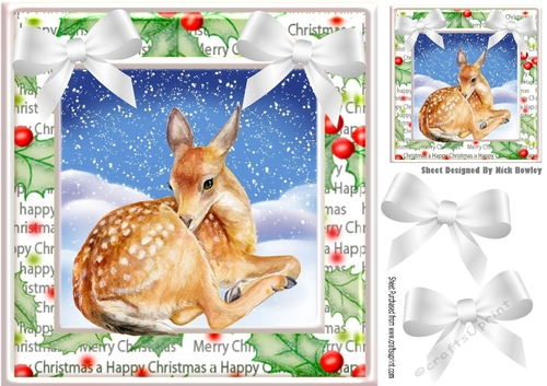 Cute deer in festive frame with white bows 8x8 - CUP1006328_415 ...