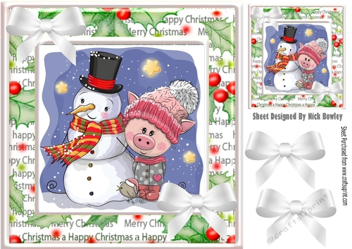 Lovely snowman with little miss piggy in festive frame 8x8 - CUP1006347 ...