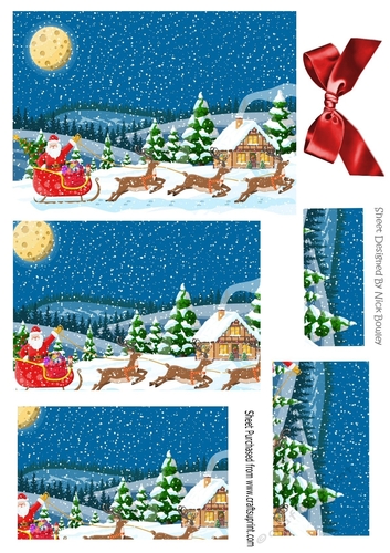Lovely santa pyramids with red bow - CUP1008589_415 | Craftsuprint