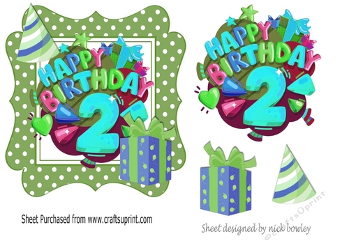 2nd Birthday in funky green polkadot frame with present - CUP1010787 ...