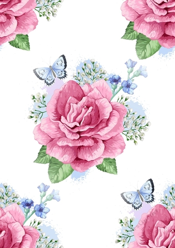pink roses floral backing paper (big white) - CUP1019275_415 | Craftsuprint