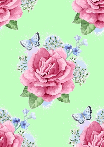 pink roses floral backing paper (big green) - CUP1019276_415 | Craftsuprint
