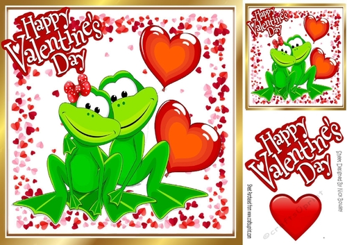 valentine frogs with hearts 8x8 - CUP1019760_415 | Craftsuprint